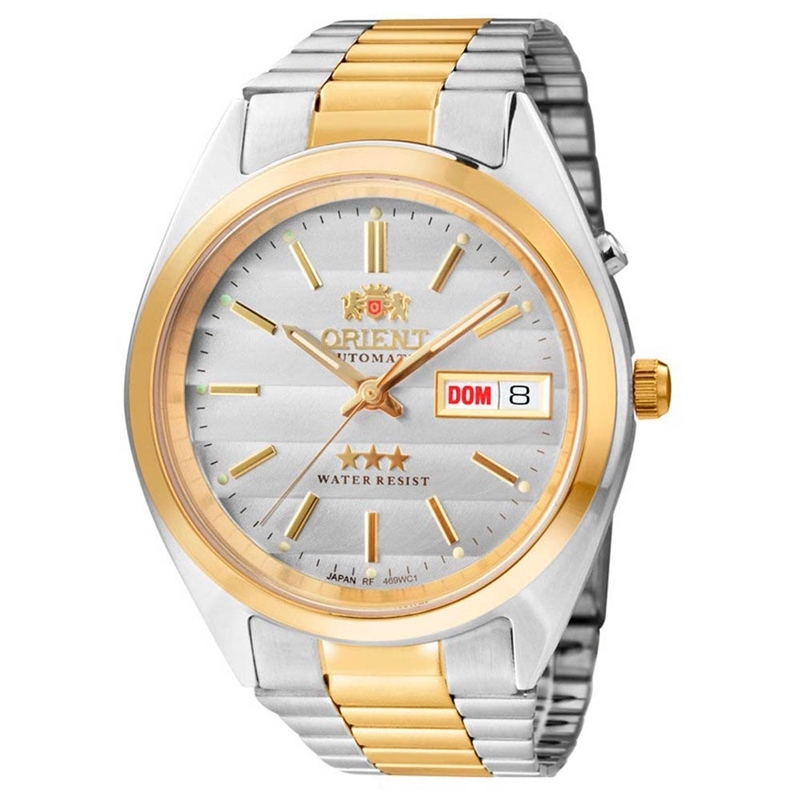 Relógio Masculino Orient Automático Três Estrelas 469WC1F B1SK Bicolor ...